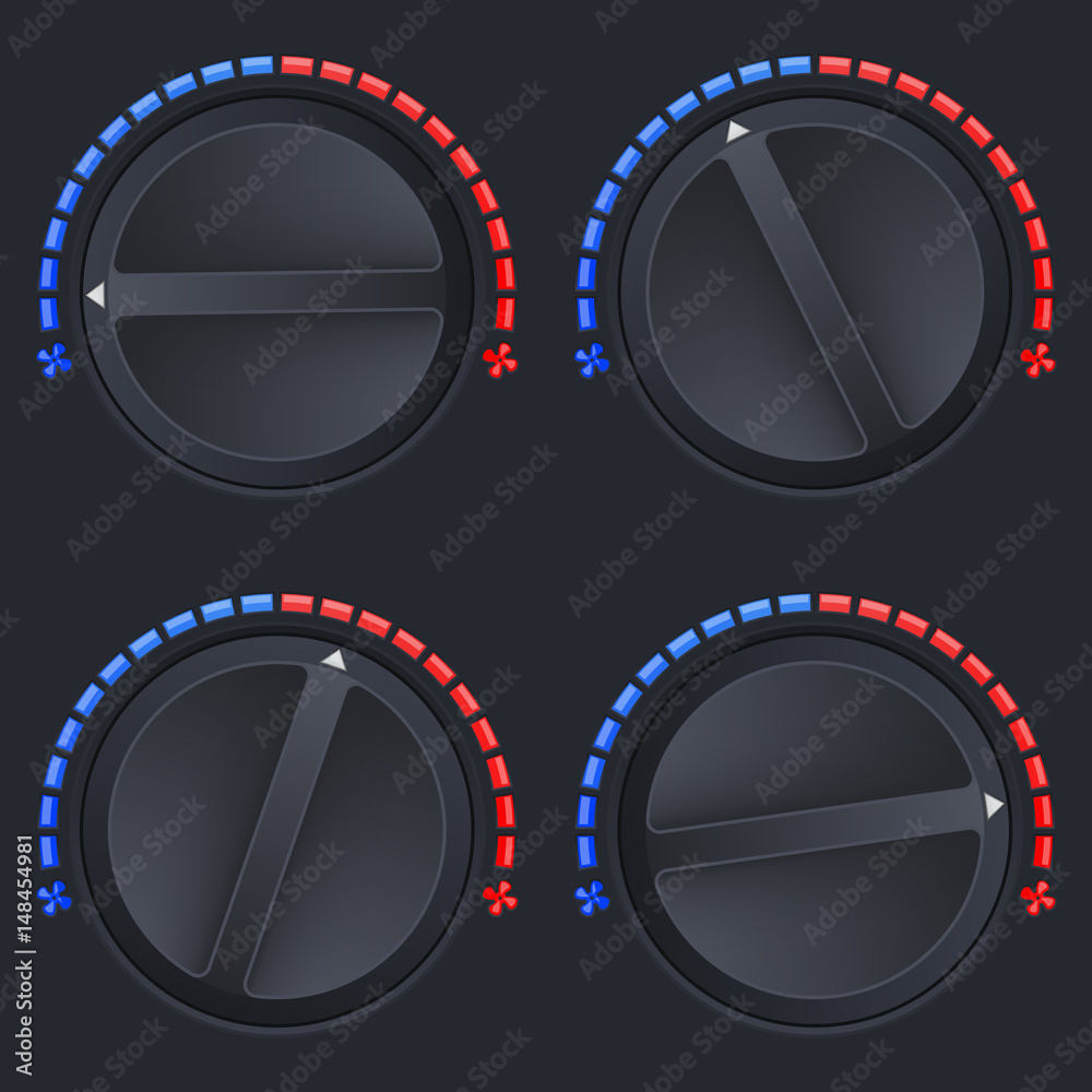 Car dashboard knob switch. Auto air conditioner. Temperature selector ...