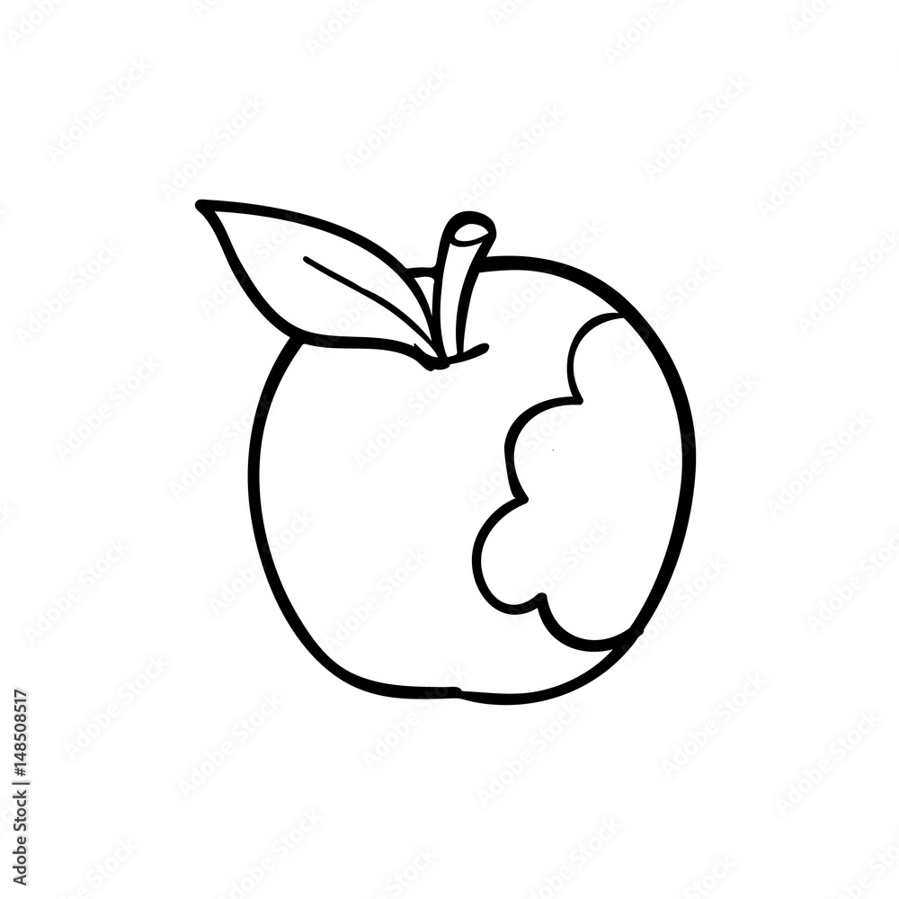 Bitten Apple Drawing Outline