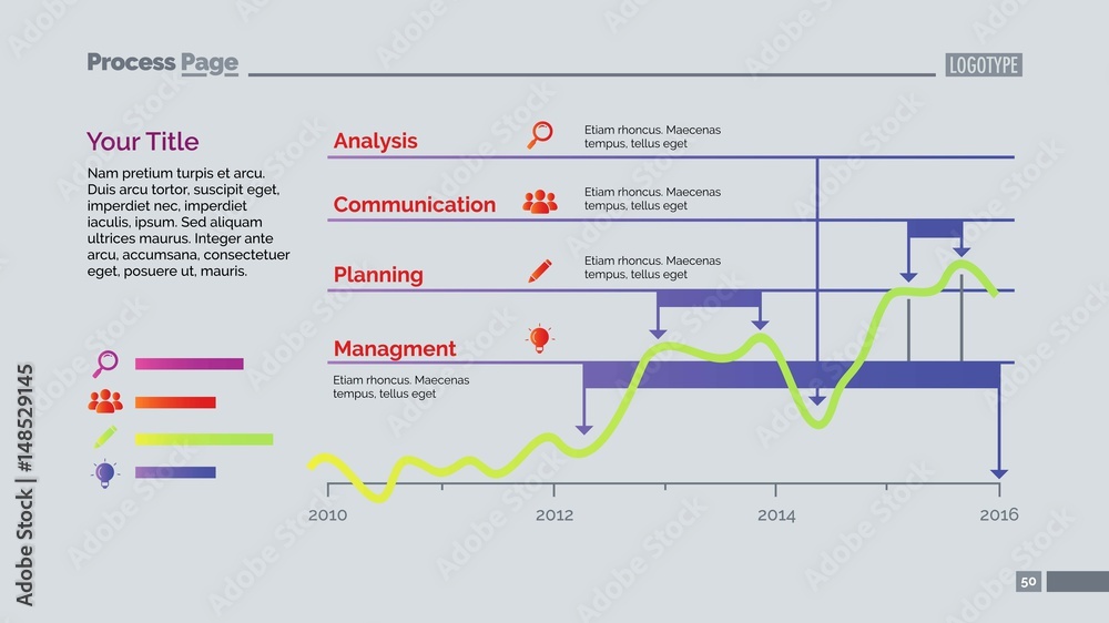 Measures and Line Chart Slide Template Stock Vector | Adobe Stock