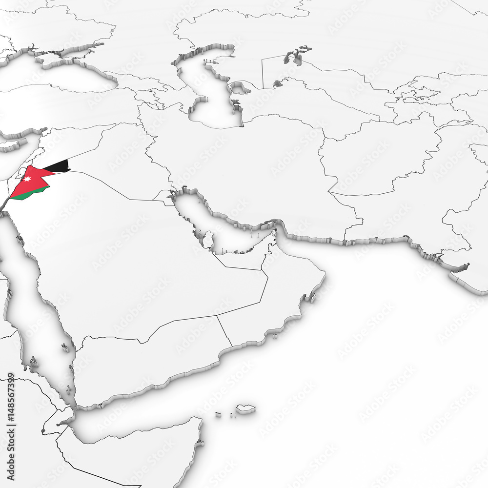 3D Map of Jordan with Jordanian Flag on White Background 3D ...