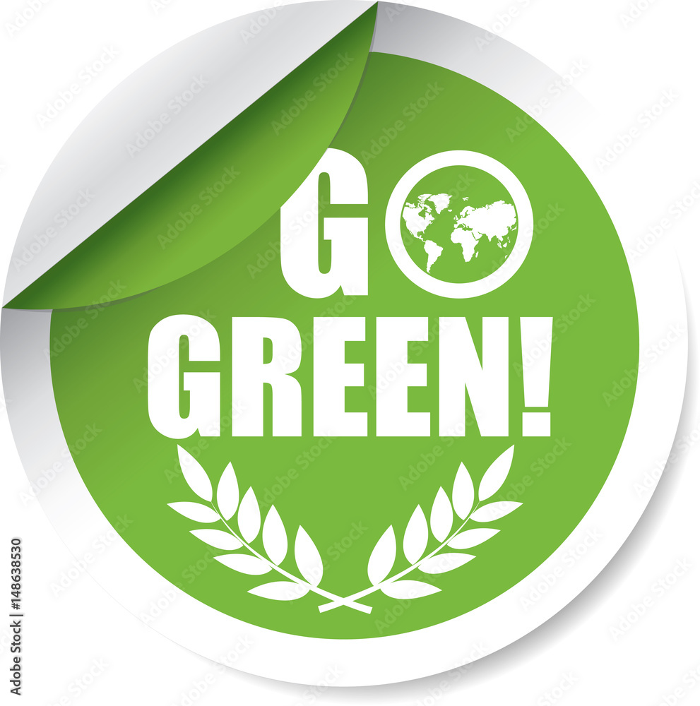 Go green! green Label, Sticker, Tag, Sign And Icon Banner Business ...