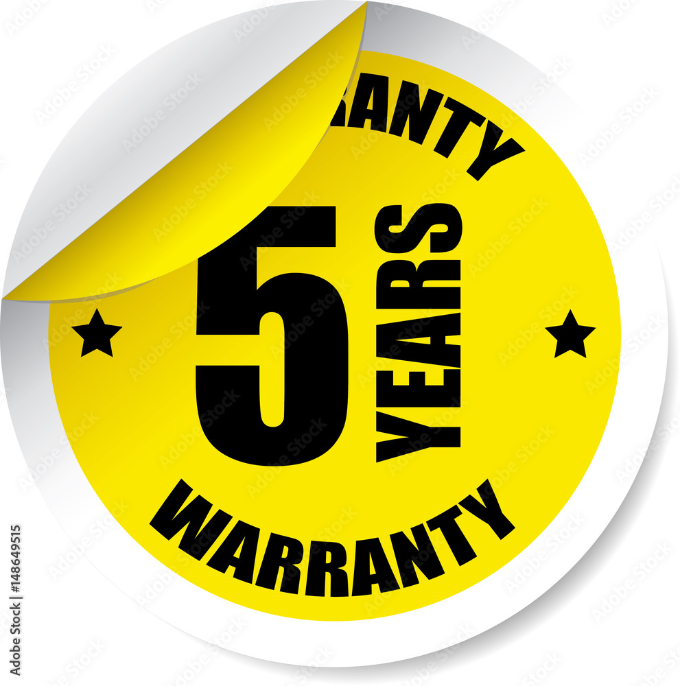 5 years warranty yellow Label, Sticker, Tag, Sign And Icon Banner ...