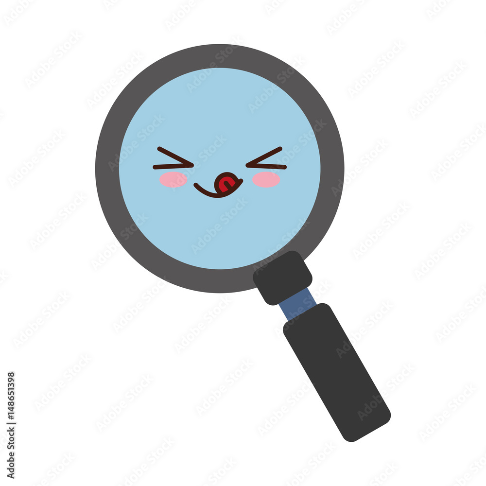 kawaii magnifying glass icon over white background. vector illustration ...