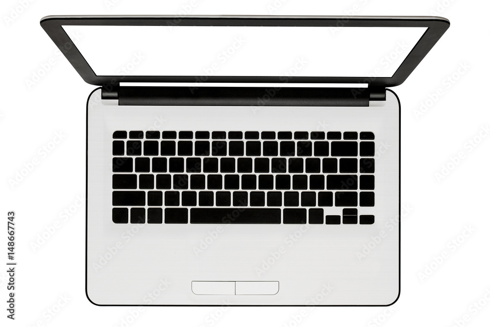 Top view laptop computer no font with blank screen Stock Photo | Adobe ...