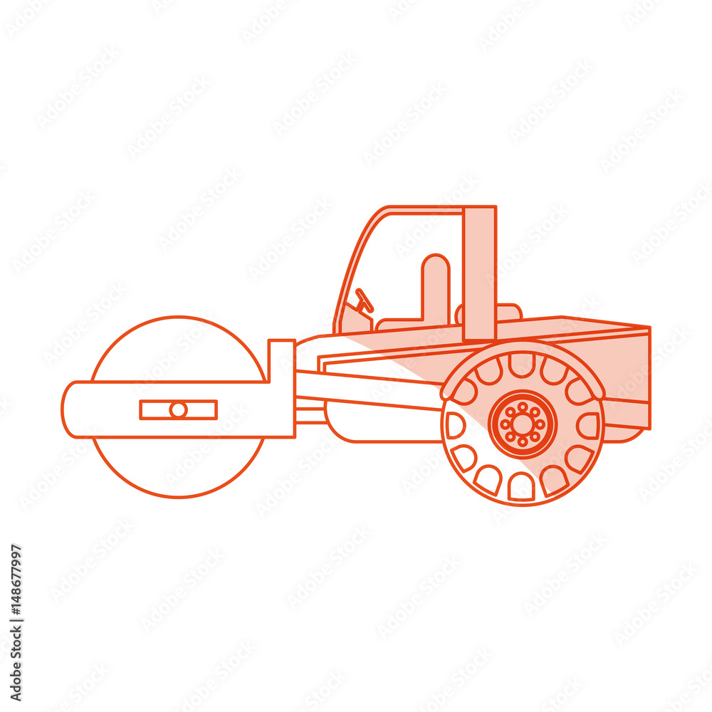 orange silhouette shading cartoon road roller machine vector ...