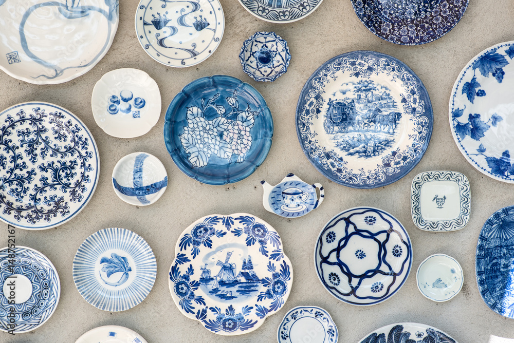 Beautiful old ceramic tiles patterns in the park public. Stock Photo ...