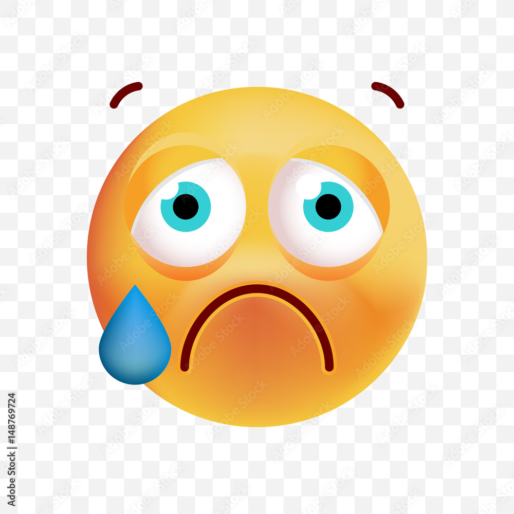 Cute Emoticon Crying on White Background. Isolated Vector Illustration ...