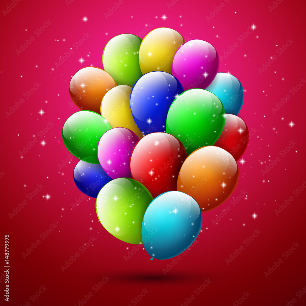 Birthday balloon isolated on red background Stock Vector | Adobe Stock