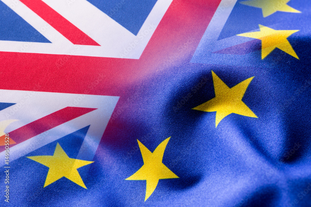 Flags of the United Kingdom and the European Union. UK Flag and EU Flag ...