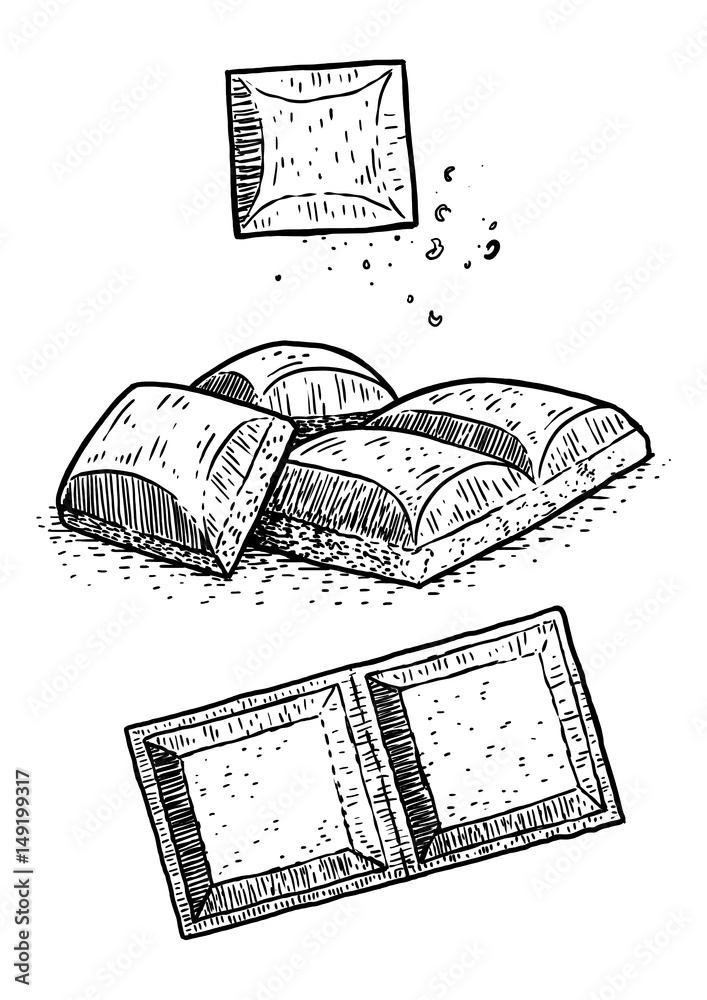 Chocolate illustration, drawing, engraving, ink, line art, vector Stock ...