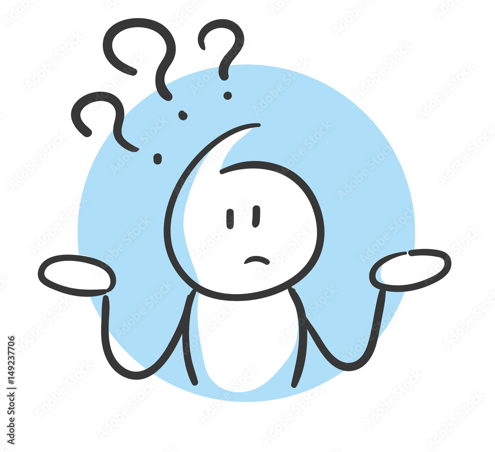 Blaue Strichfigur mit Fragezeichen hat keine Ahnung Stock ベクター | Adobe ...