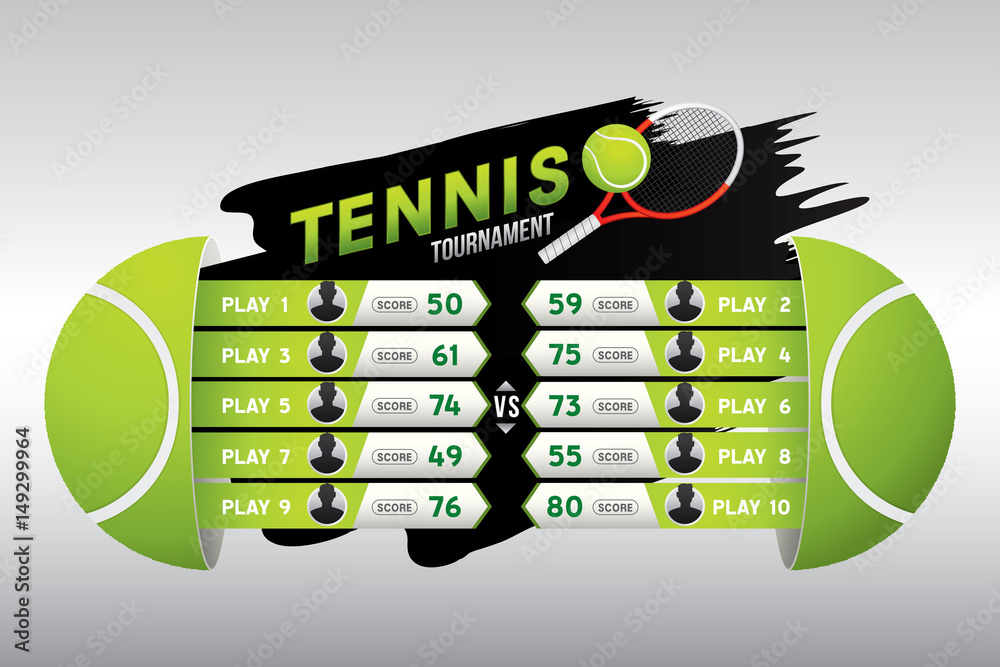 Tennis tournament design with players and scoreboard. Stock Vector ...