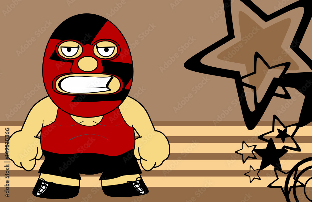 angry mexican wrestler cartoon expression background in vector format ...