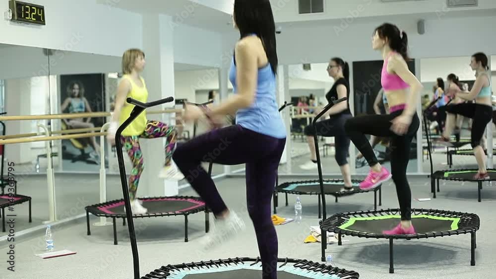 jumping fitness, skyjumping, sky jumping, big jumping, beautiful young ...