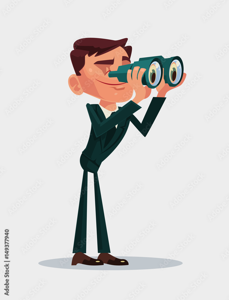 Cartoon Person Looking Through Binoculars