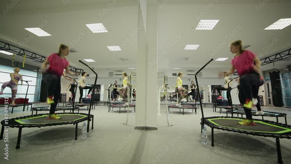 jumping fitness, skyjumping, sky jumping, big jumping, beautiful young ...