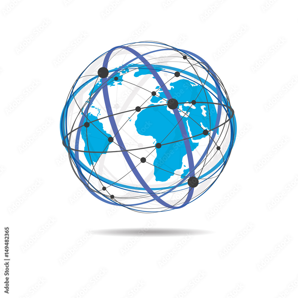 World map point, line, composition, representing the global, Global ...