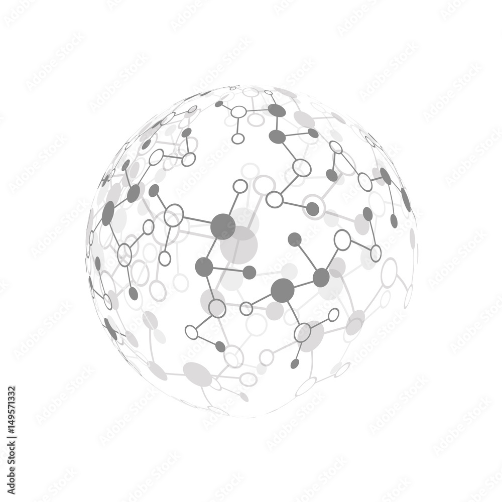 Sphere with Connected Lines and Dots. Global Digital Connections. Globe ...