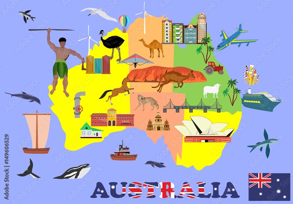 Map of australia , Infographic vector elements ofcountry, showing ...