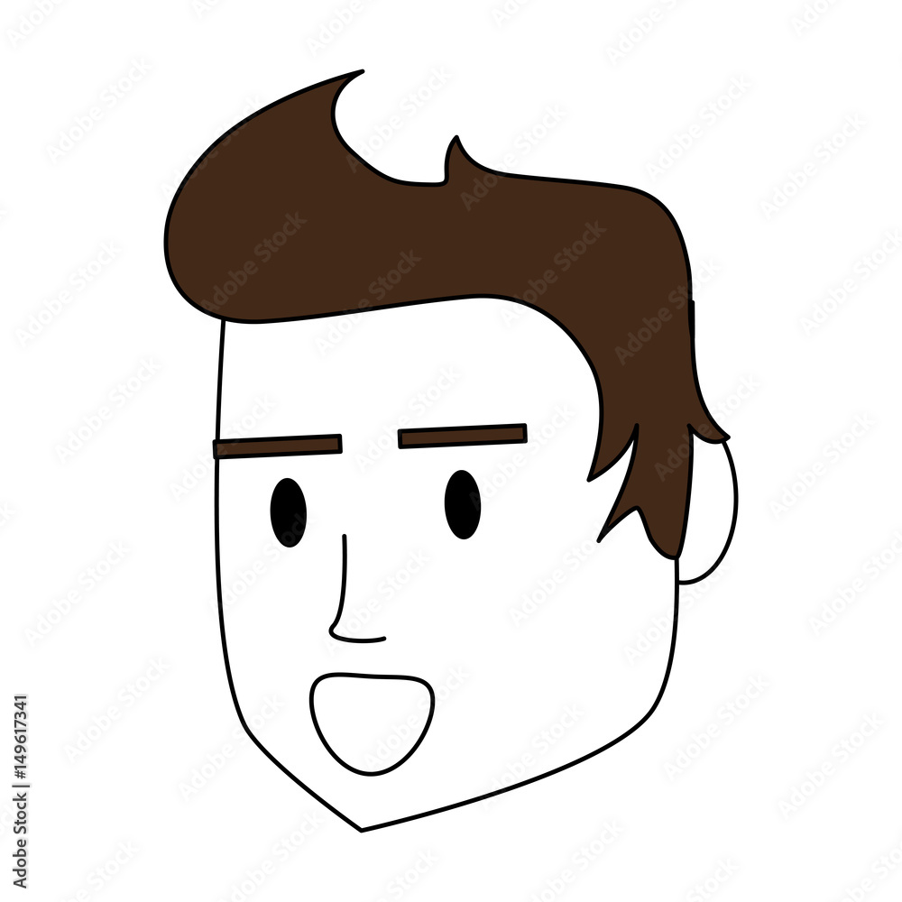 color silhouette image cartoon side face man with hairstyle vector ...