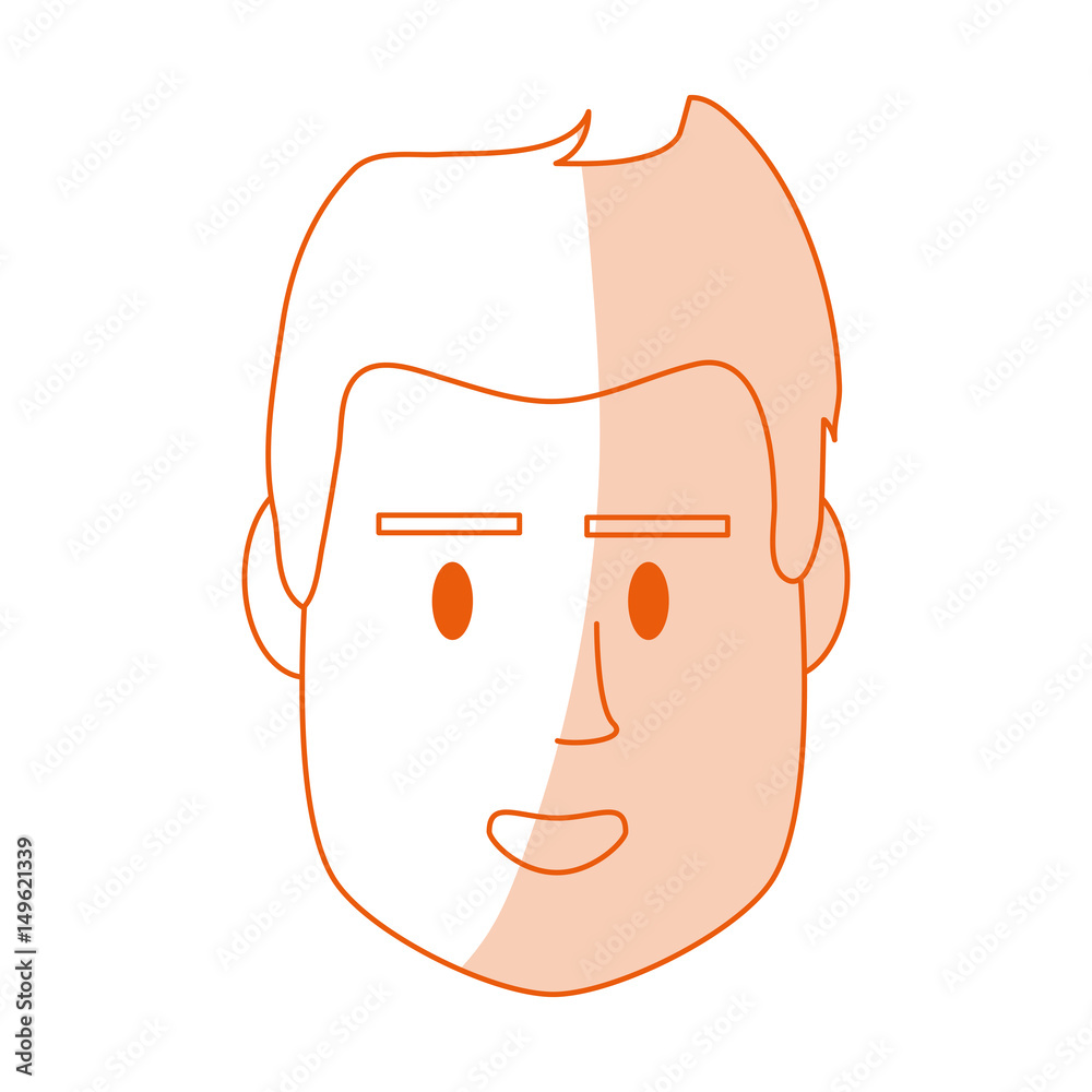 red silhouette shading image cartoon front face man with hairstyle and ...