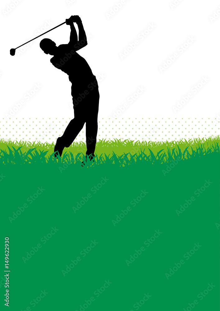 Golf club competition tournament background. Vector poster with man ...