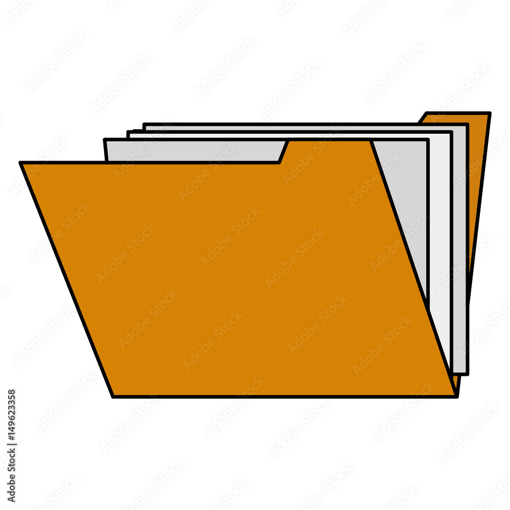 color image cartoon documents in opened folder vector illustration ...