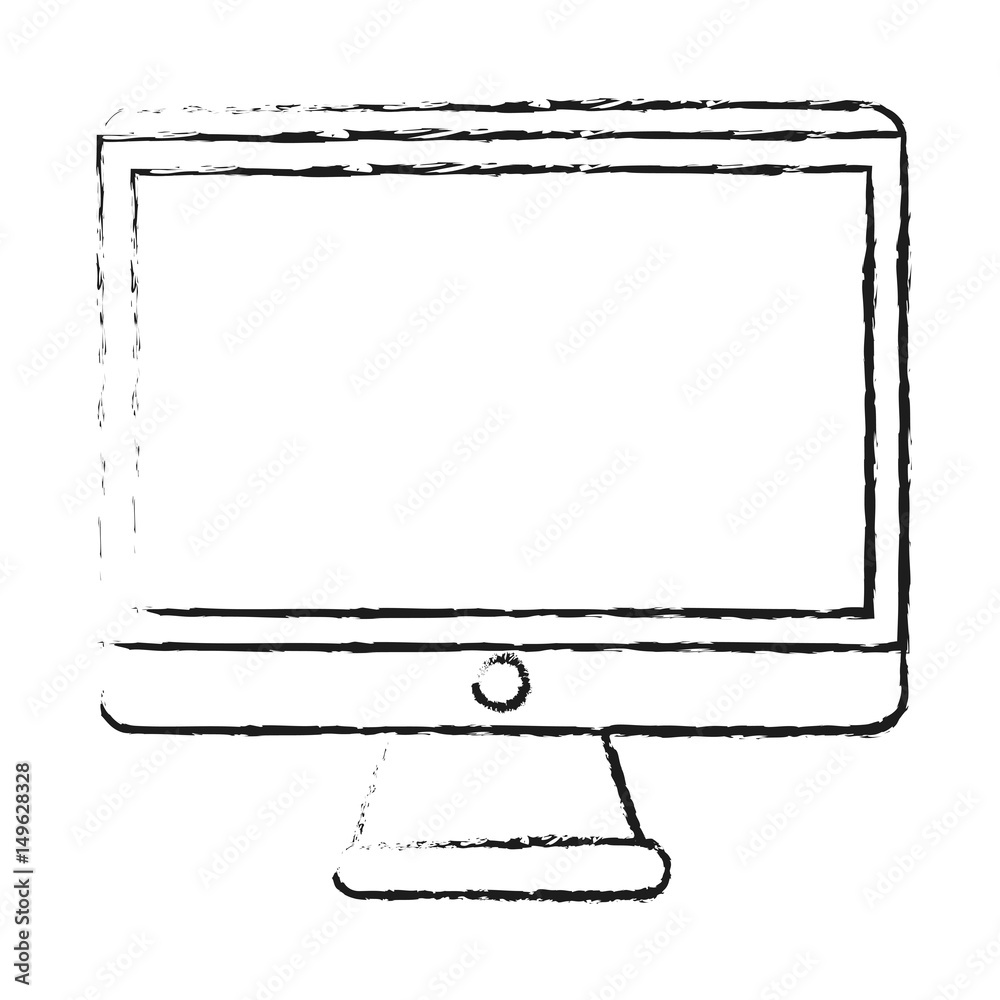 blurred silhouette image square lcd monitor screen vector illustration ...