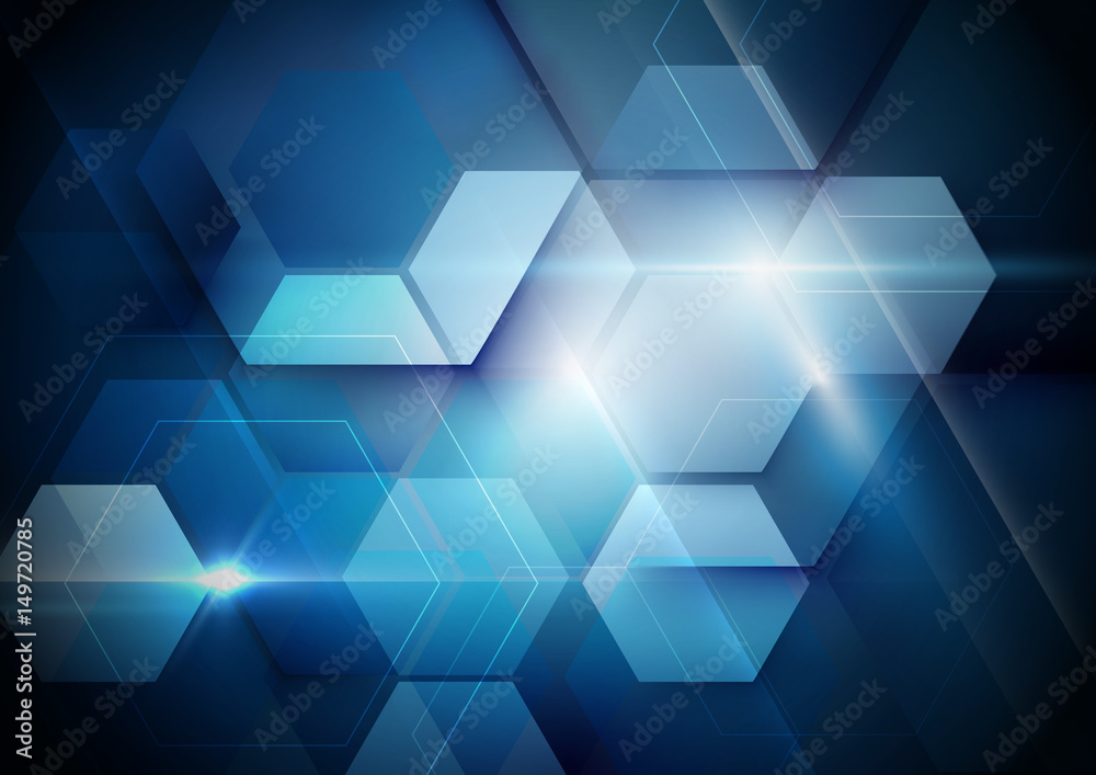 Blue abstract technology digital hi tech concept background. Space for your text Stock ...
