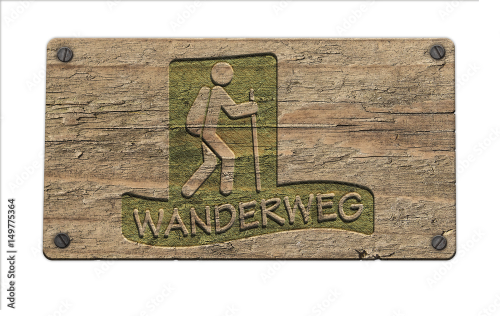Wanderweg Holzschild Stock Illustration | Adobe Stock