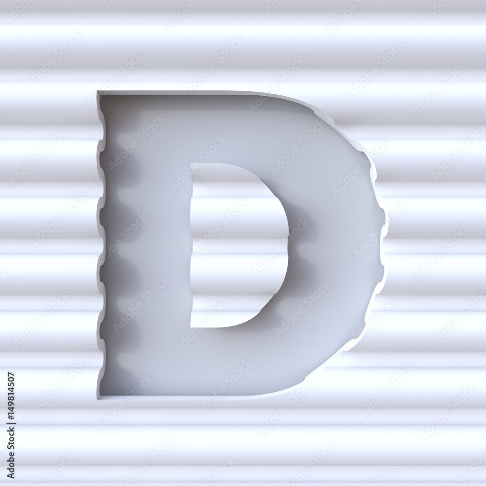 Cut out font in wave surface LETTER D 3D Stock Illustration | Adobe Stock