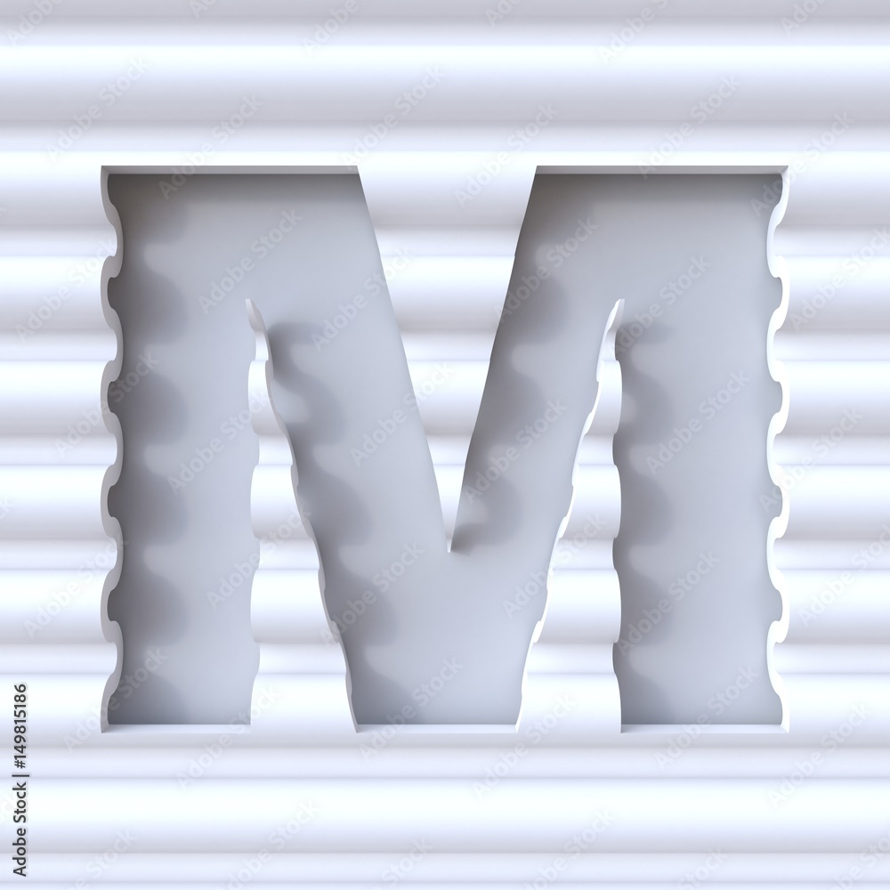 Cut out font in wave surface LETTER M 3D Stock Illustration | Adobe Stock