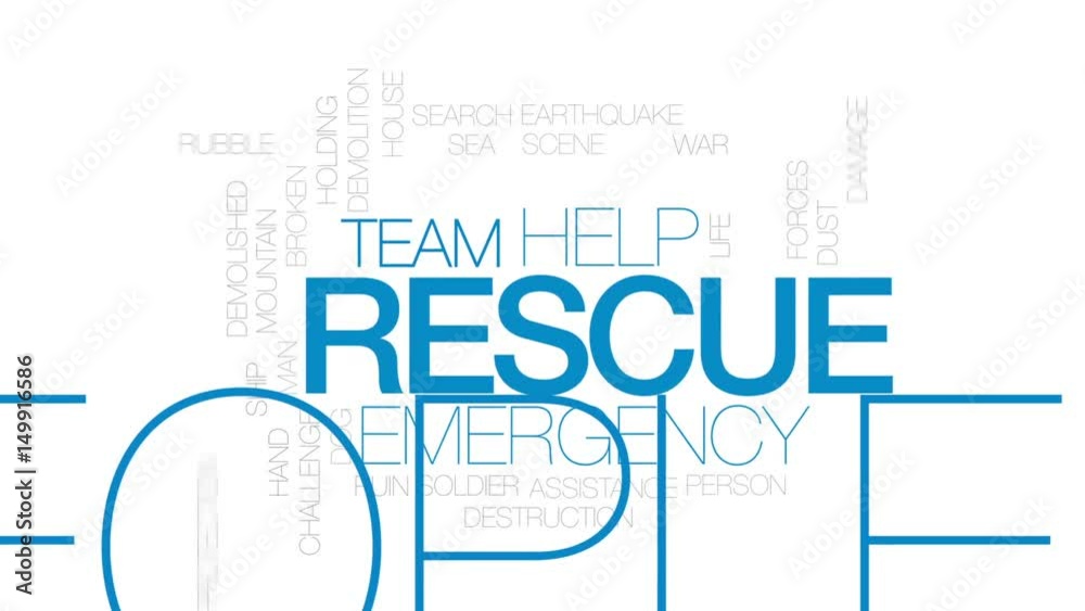 Rescue animated word cloud, text design animation. Kinetic typography ...