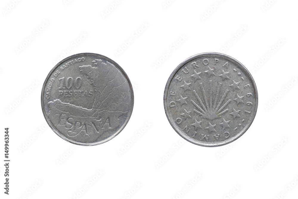 Foto Stock Coins of Spain. Map of the pilgrimage routes Camino de ...