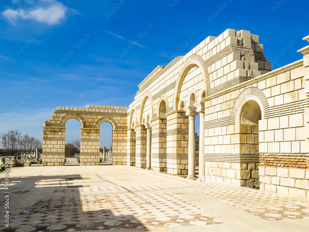 Ruins of The Great Basilica in Pliska, capital of the first Bulgarian ...