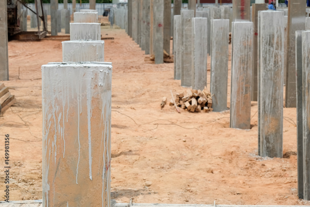 precast concrete pile cut off in construction site,deep foundation work ...