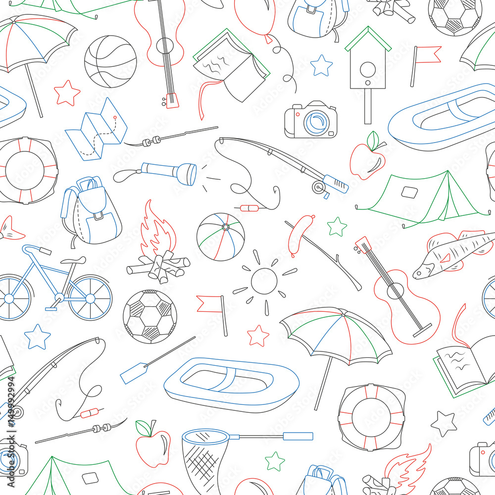 Summer Camp Pattern Drawing