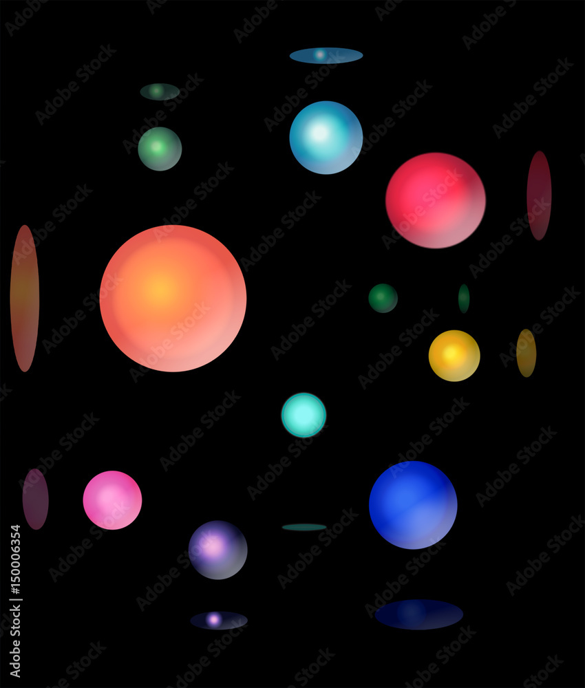 an abstract design of 3D balls in different colors and sizes and each ...