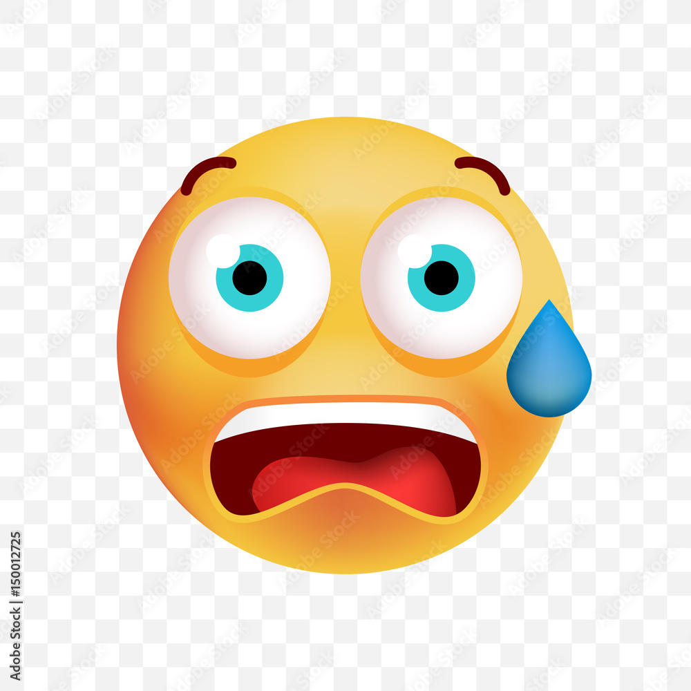 Cute Scared Emoticon on White Background. Isolated Vector Illustration ...