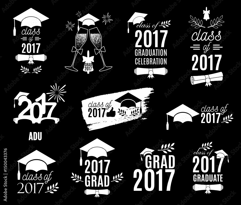 Graduation class of 2017 labels design set. Concept for shirt, print ...