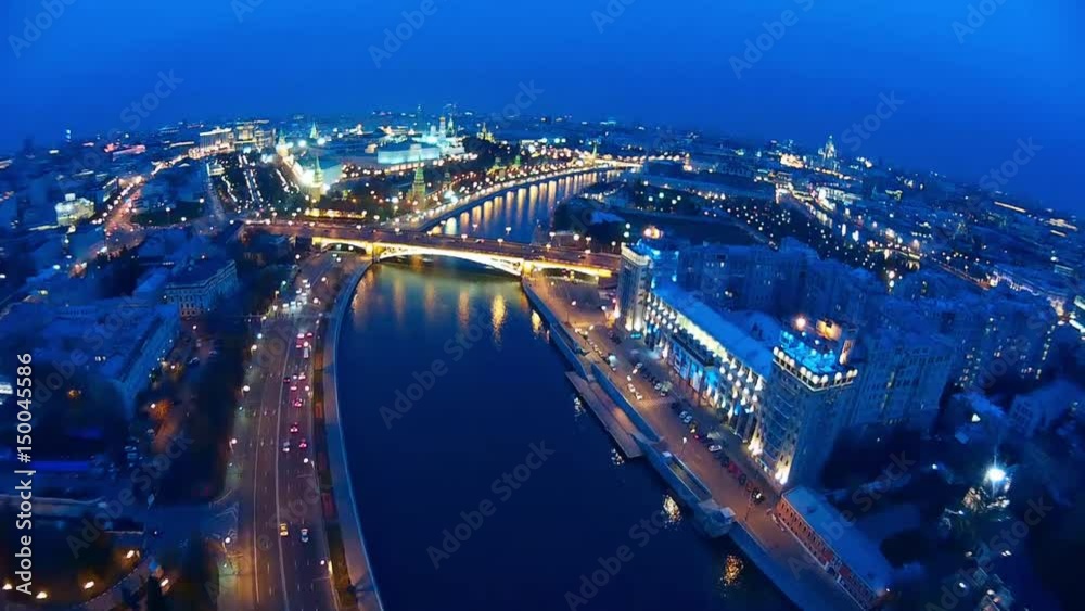 Moscow capital Russia Grand Kremlin Palace. Moskvoretsky Bridge Central ...