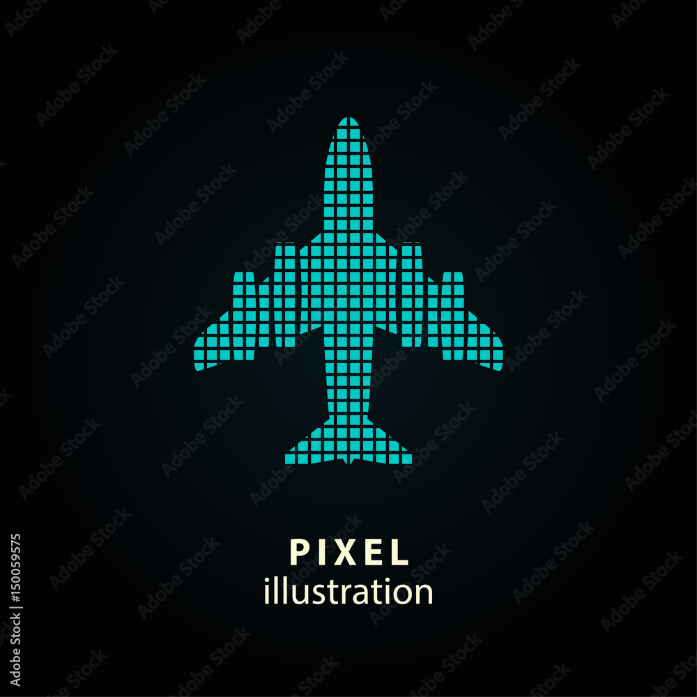 Airplane - pixel illustration. Stock Vector | Adobe Stock