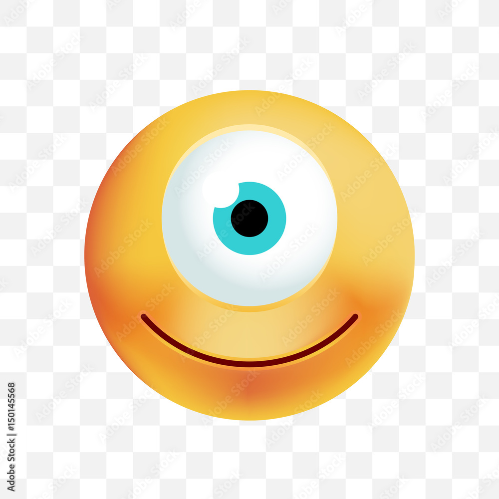 Cute Cyclops Emoticon on White Background. Isolated Vector Illustration ...