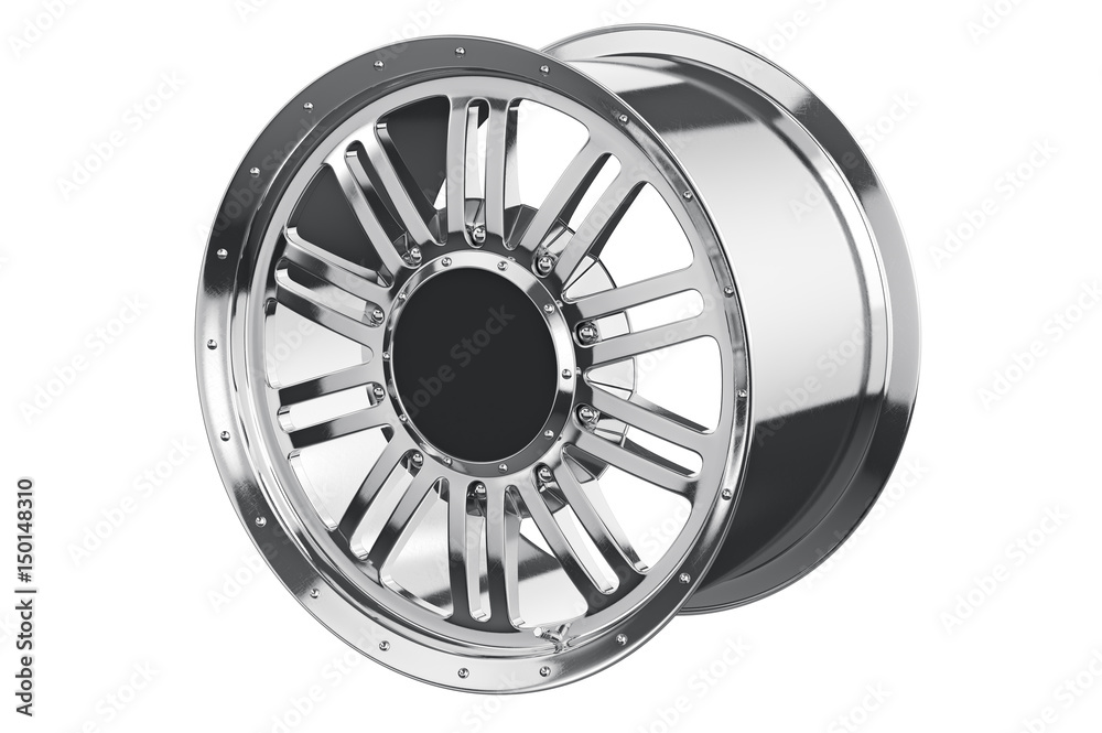 Rim wheel car shiny chrome. 3D rendering Stock-Illustration | Adobe Stock