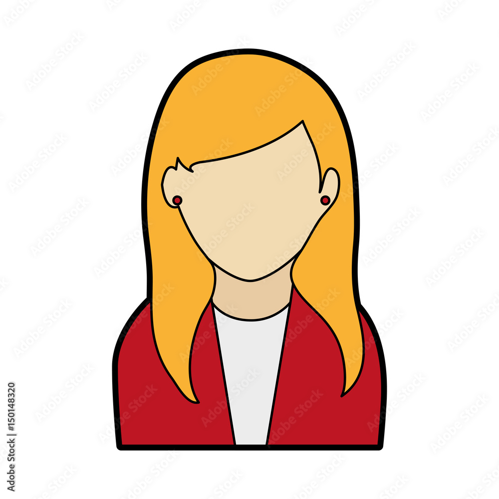 faceless woman with long straight blonde hair icon image vector ...