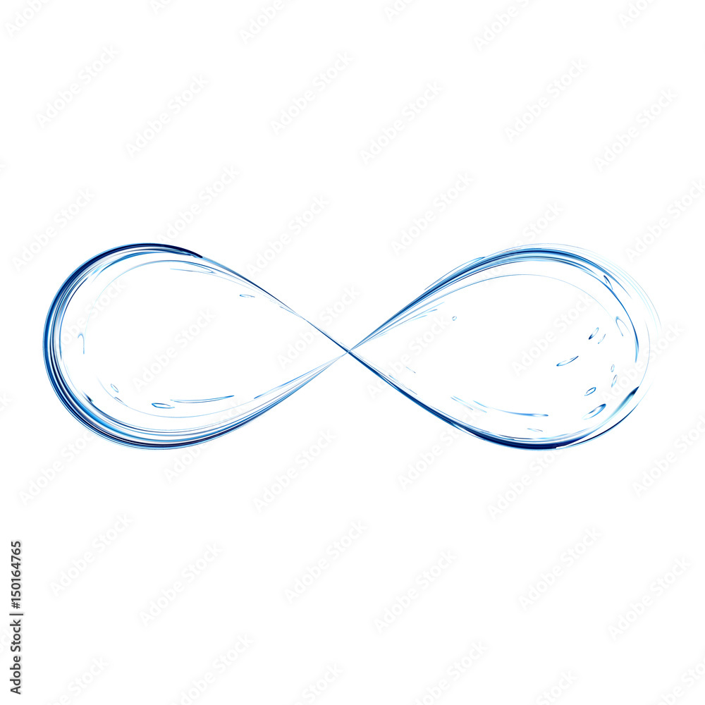 Infinity symbol icon vector. Blue water splash loop. Aqua as not ...