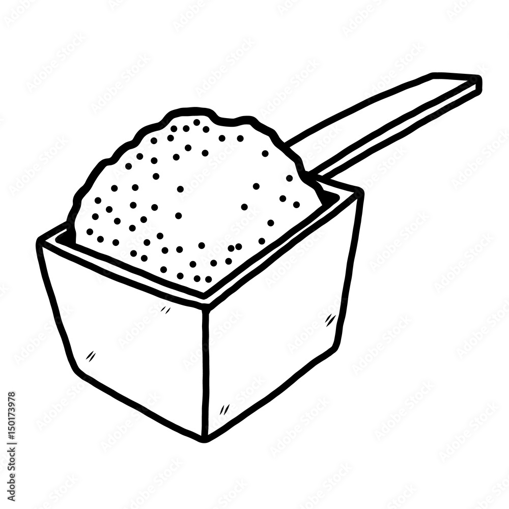 spoon of detergent / cartoon vector and illustration, black and white ...