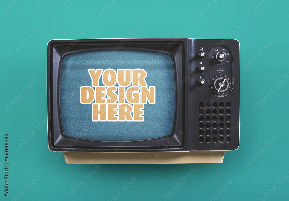 TV with Static Mockup Stock Template | Adobe Stock