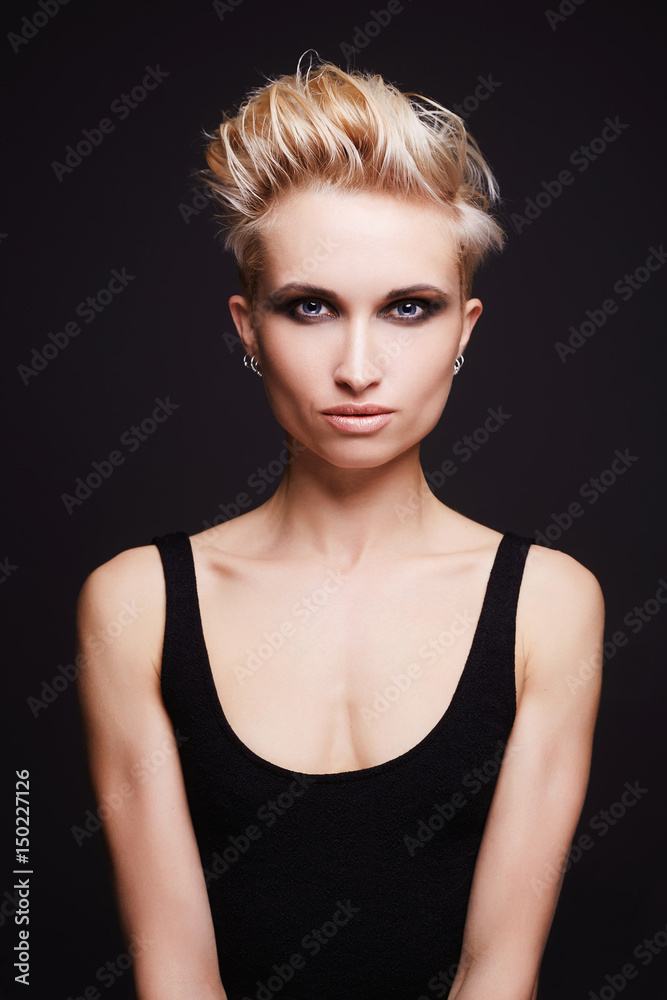beautiful sexy woman with short hair Stock Photo | Adobe Stock
