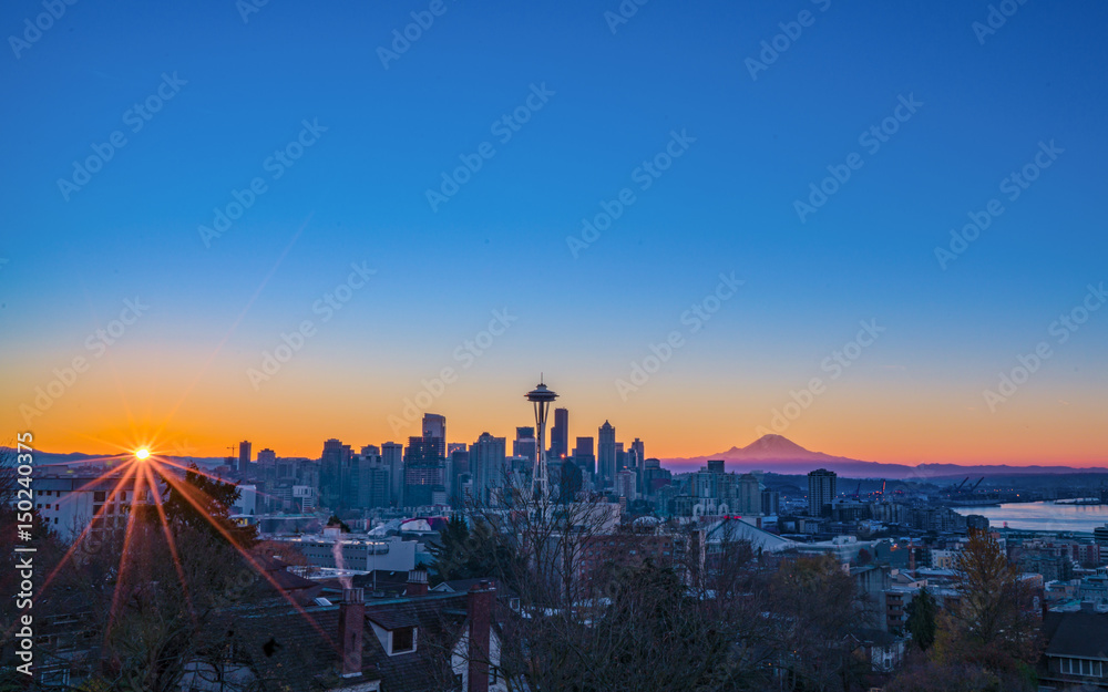 Sunrise in Seattle Stock Photo | Adobe Stock
